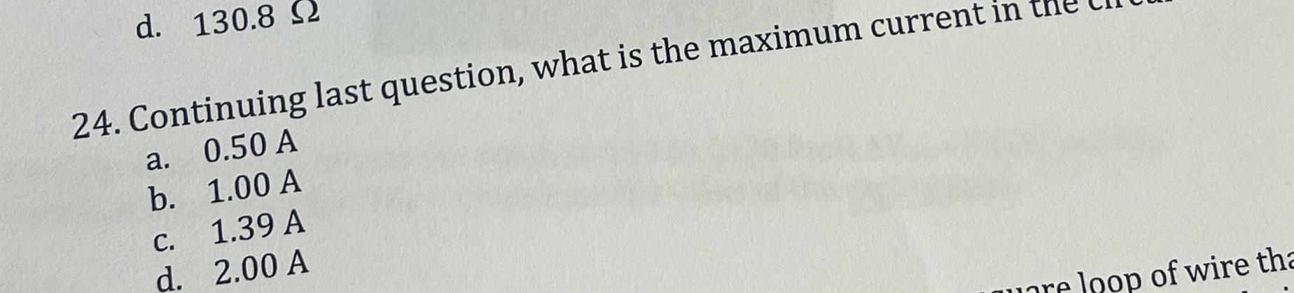 Solved Continuing last question, what is the maximum current | Chegg.com