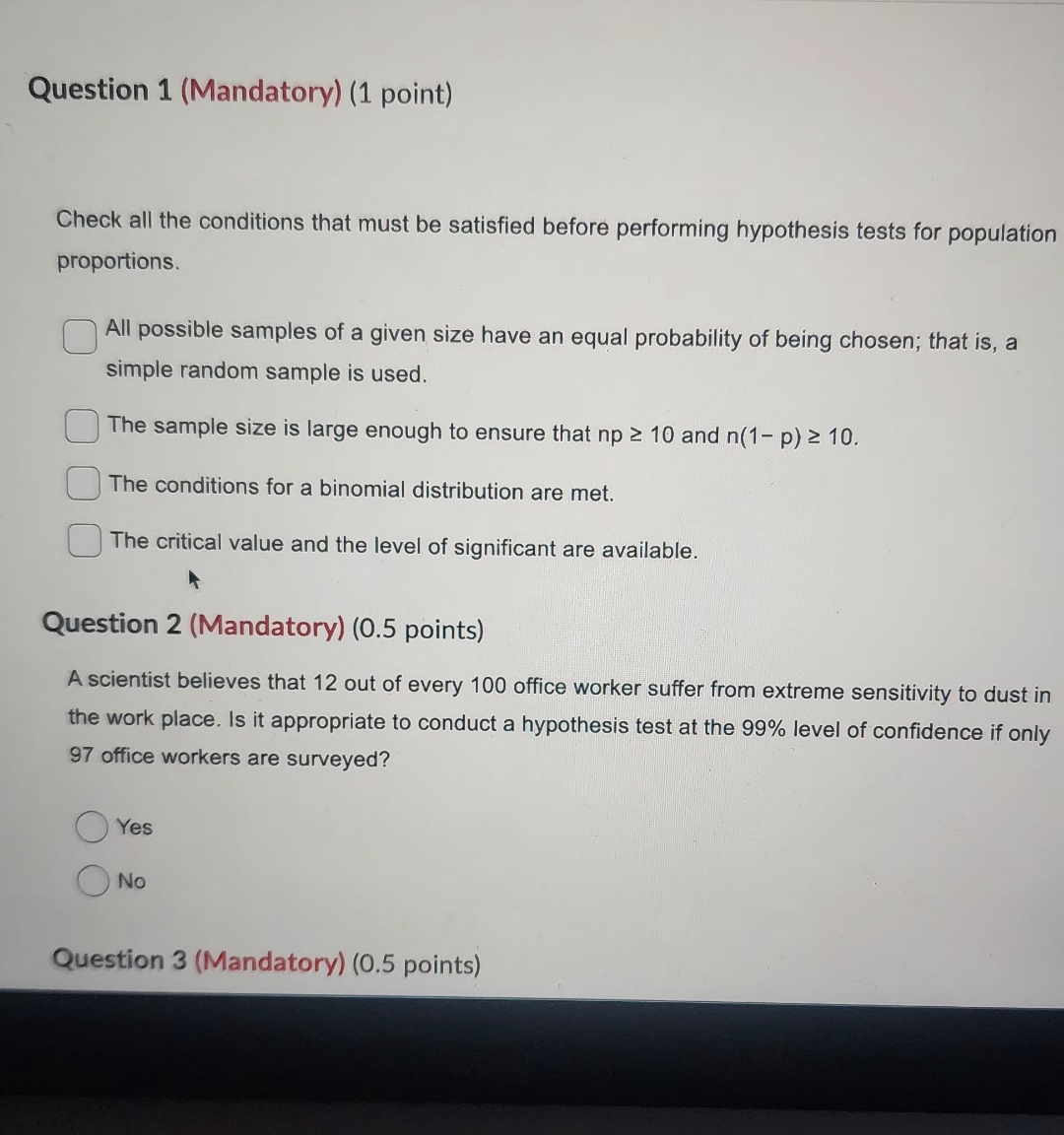 Solved Question 1 (Mandatory) (1 ﻿point)Check all the | Chegg.com
