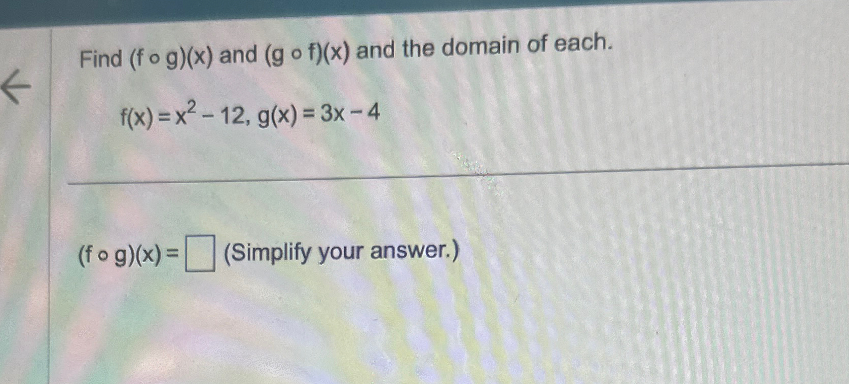 Solved Find (f@g)(x) ﻿and (g@f)(x) ﻿and the domain of | Chegg.com
