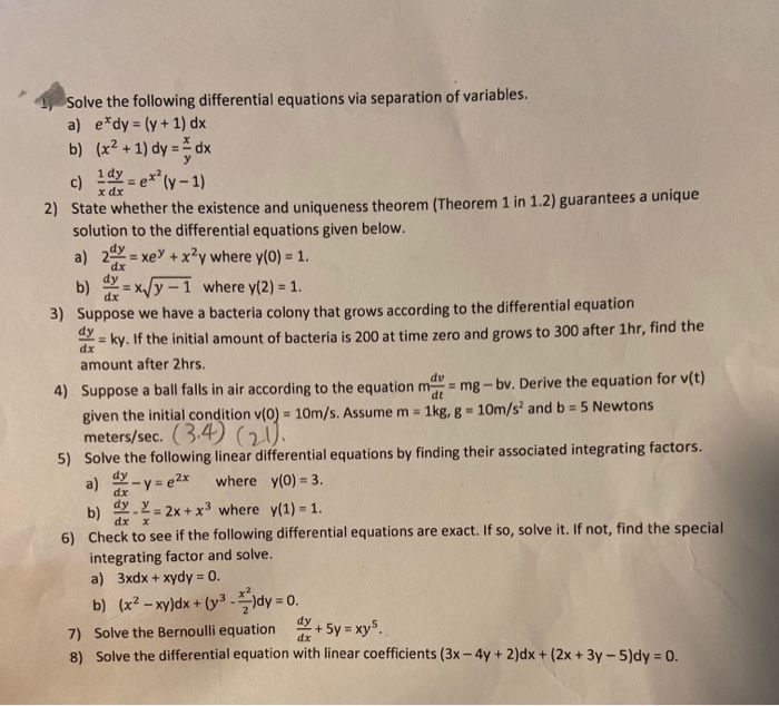 Solved Solve the following differential equations via | Chegg.com