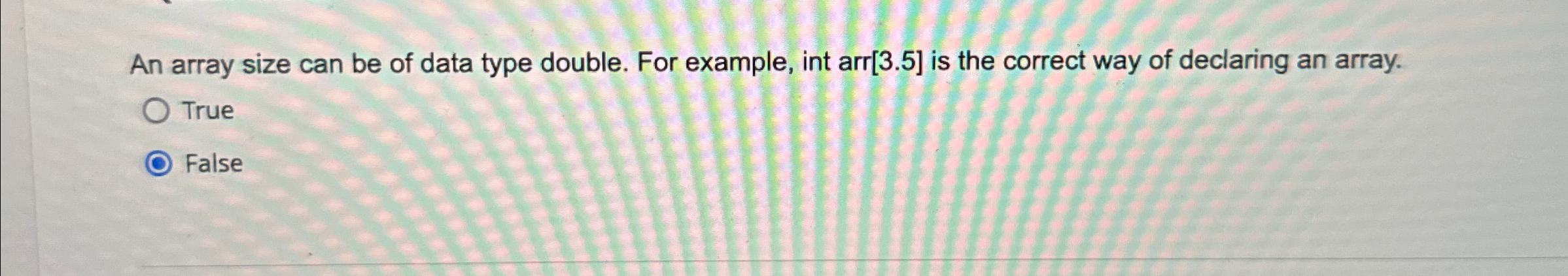 Solved An array size can be of data type double. For | Chegg.com