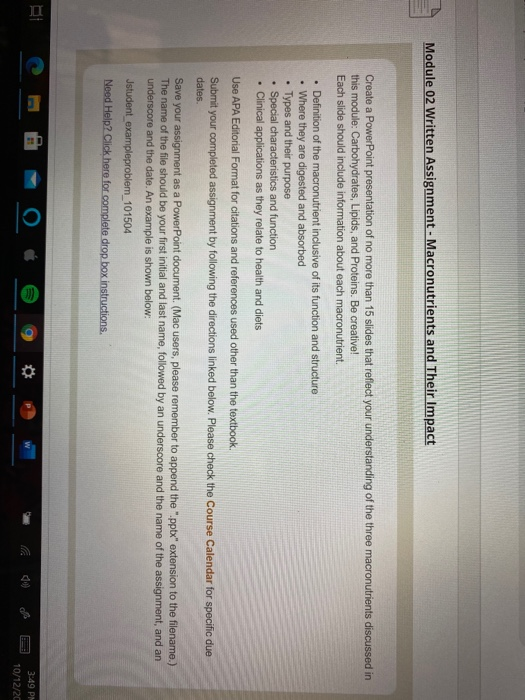 Module 02 Written Assignment Macronutrients And Chegg