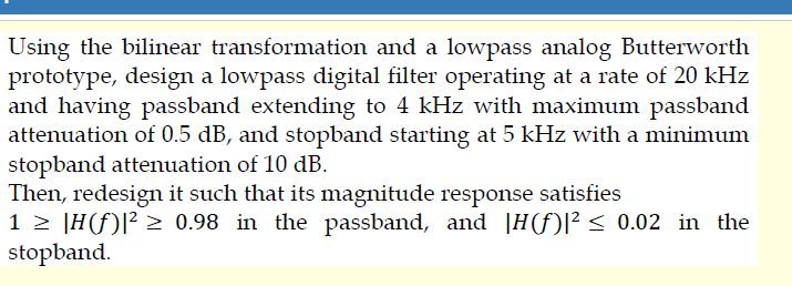 Using The Bilinear Transformation And A Lowpass 