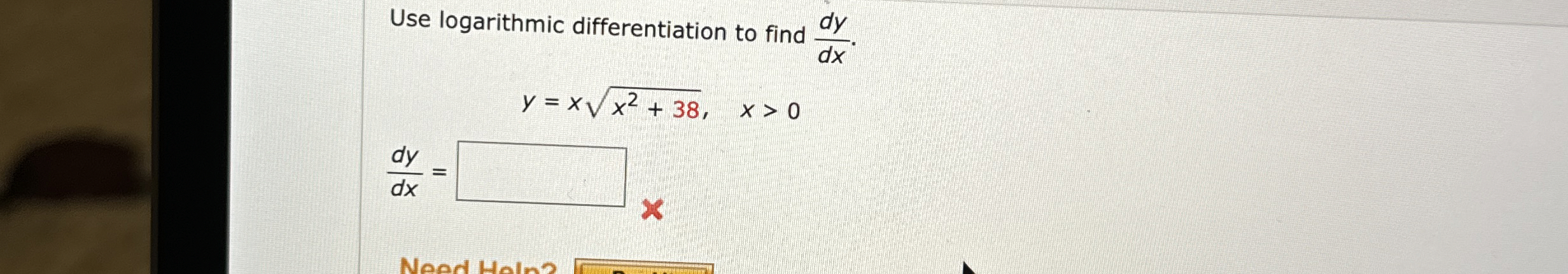 Solved Use logarithmic differentiation to find | Chegg.com
