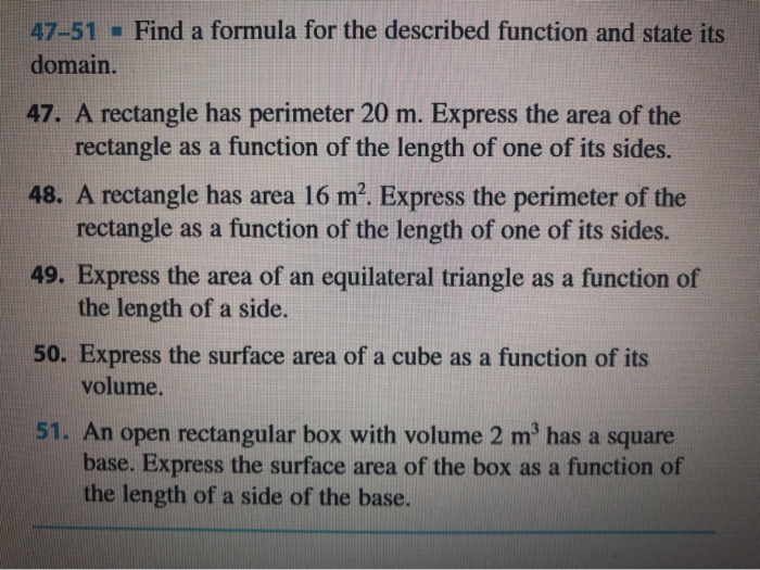 Solved 47-51 - Find a formula for the described function and | Chegg.com