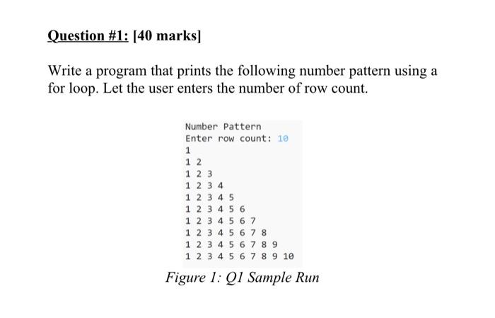 Solved Write a program that prints the following number | Chegg.com