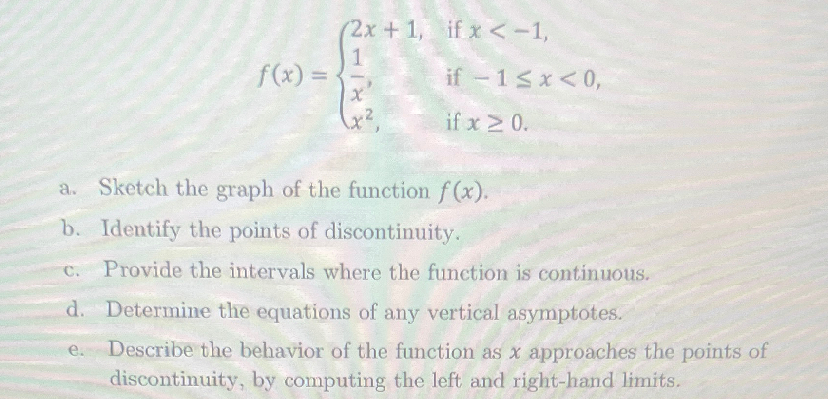 Solved f(x)={2x+1, if x