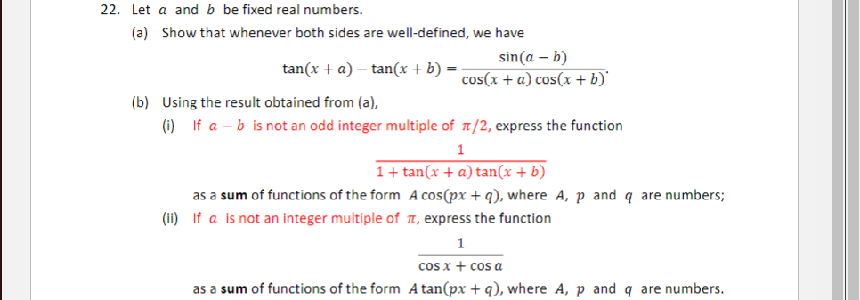 Solved 22. ﻿Let a and b be ﻿fixed real numbers. Let a and b | Chegg.com