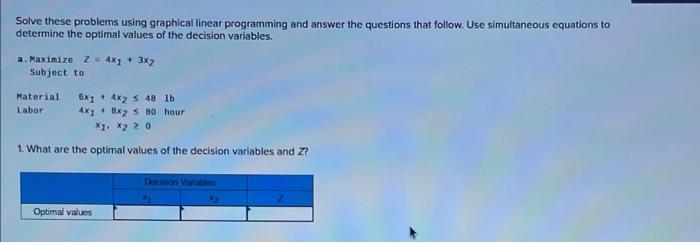 Solved Solve these problems using graphical linear | Chegg.com