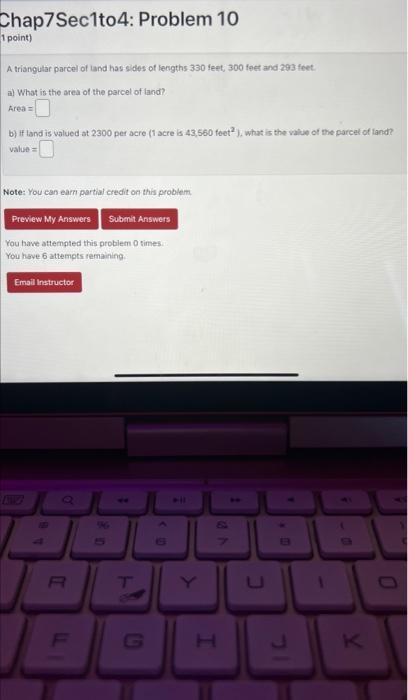 Solved A triangular parcel of iand has sides of lengths 330 | Chegg.com