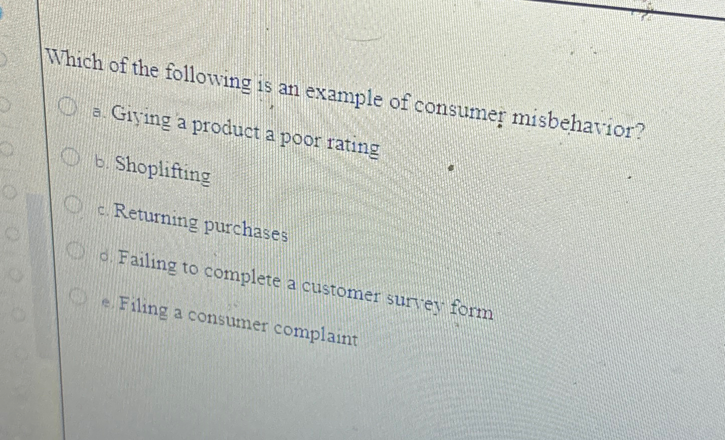 Solved Which of the following is an example of consumer | Chegg.com