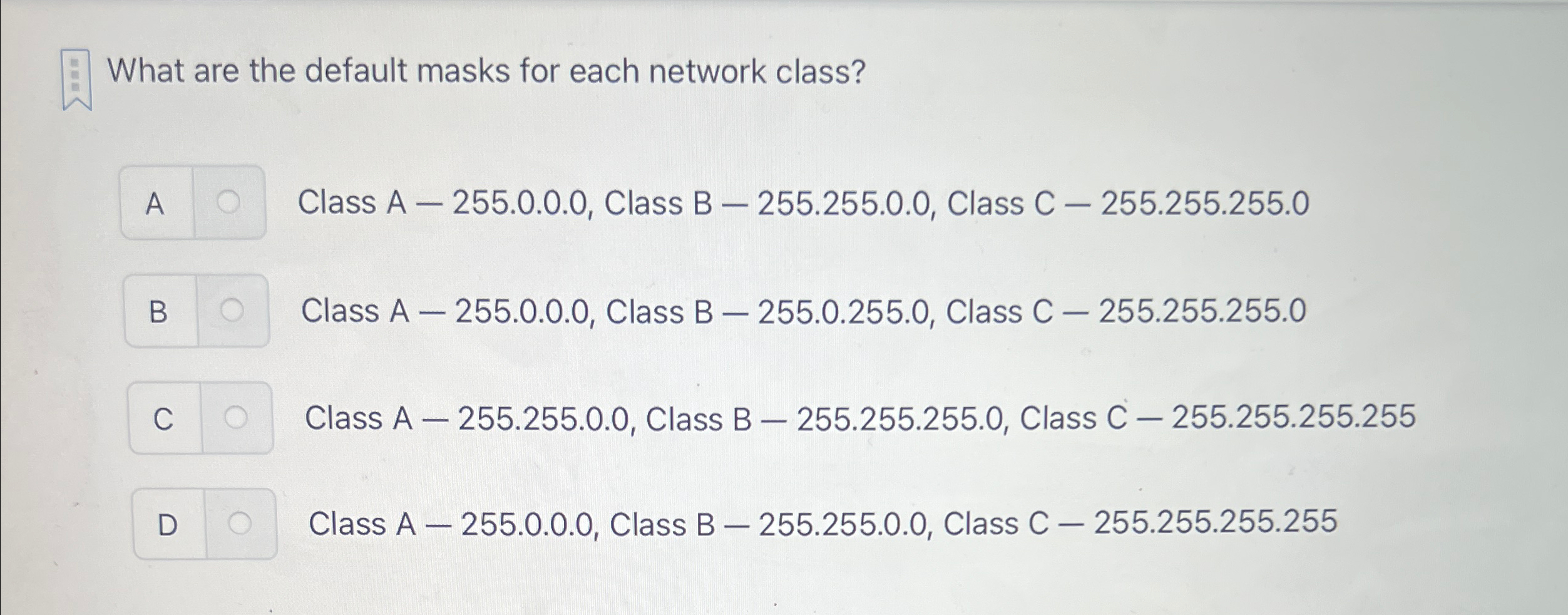 Solved What are the default masks for each network class? | Chegg.com