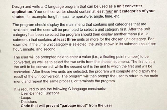 Solved Design and write a C language program that can be | Chegg.com