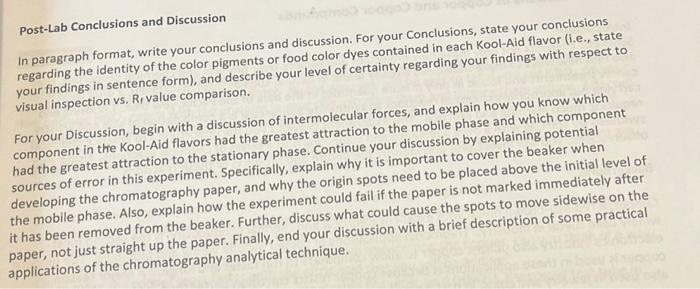 Solved Post-Lab Conclusions and Discussion abnoham In | Chegg.com