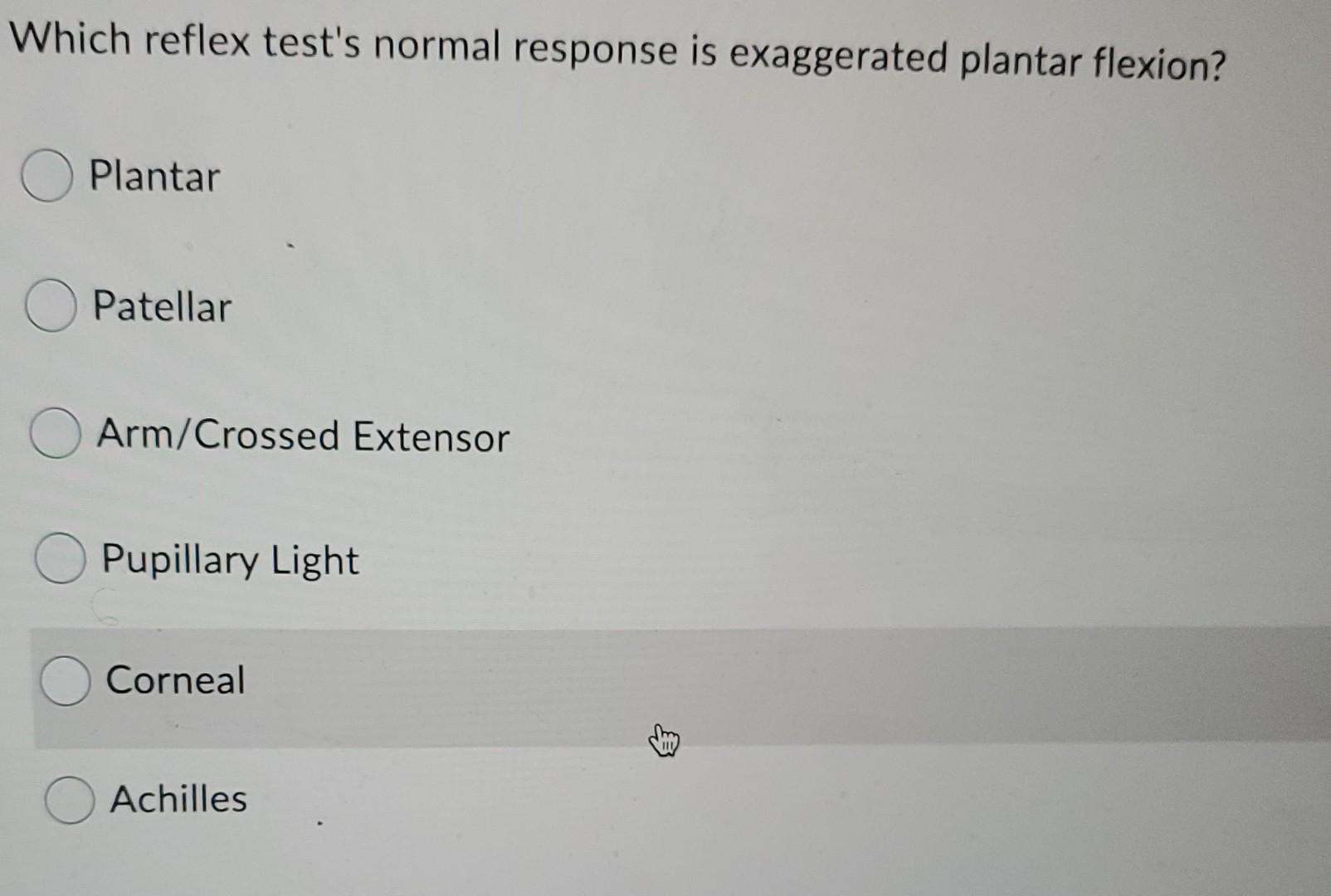 Solved Which reflex test's normal response is exaggerated | Chegg.com