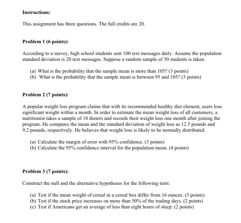 Solved Instructions:This assignment has three questions. The | Chegg.com