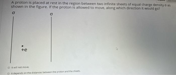 Solved A proton is placed at rest in the region between two | Chegg.com
