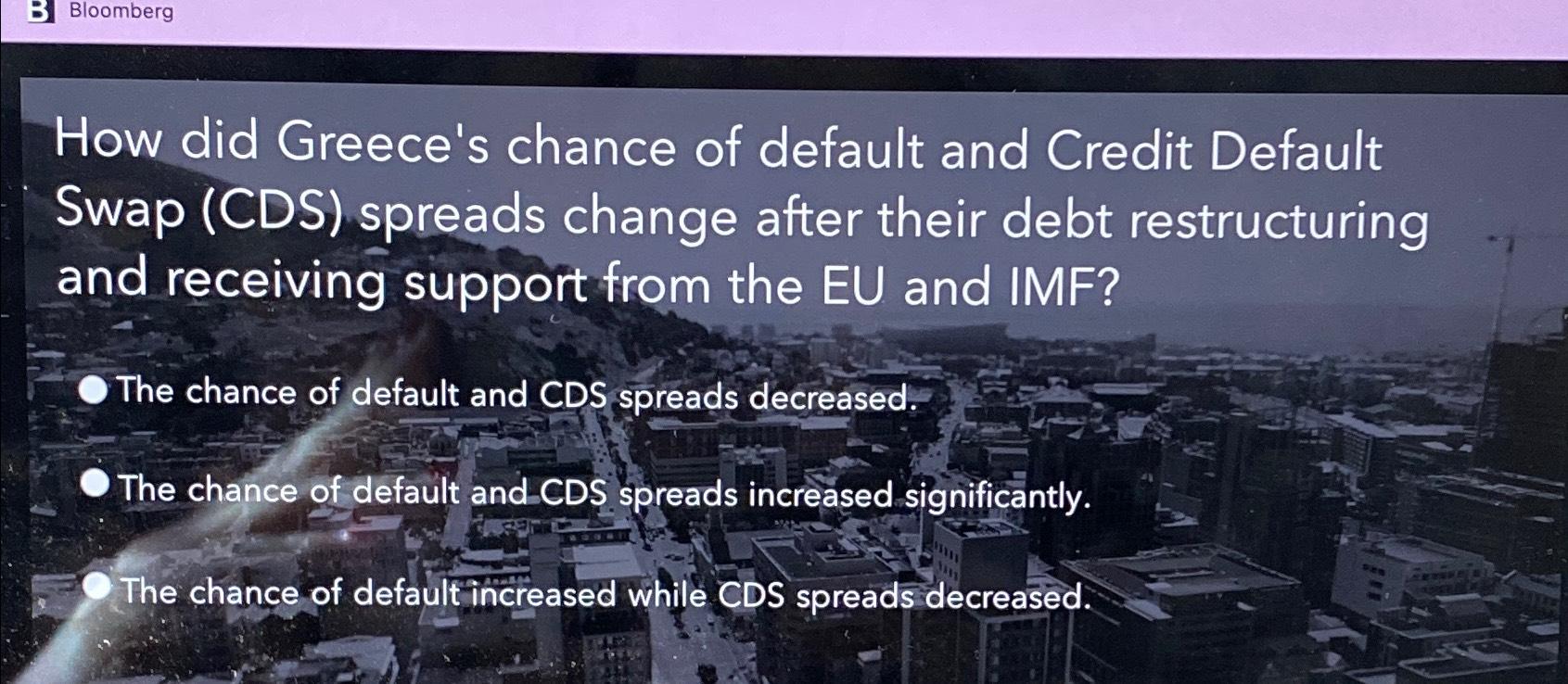 Solved How did Greece's chance of default and Credit Default | Chegg.com
