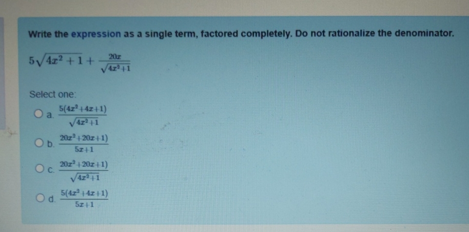 Solved Write the expression as a single term, factored | Chegg.com