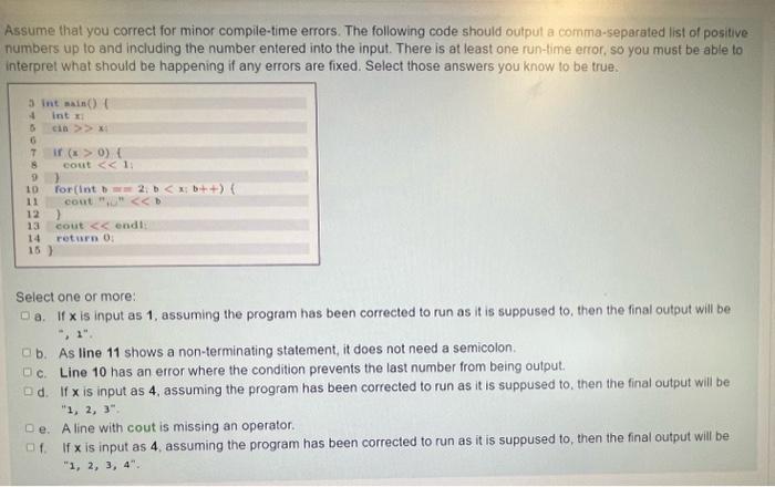 Solved Assume that you correct for minor compile-time | Chegg.com