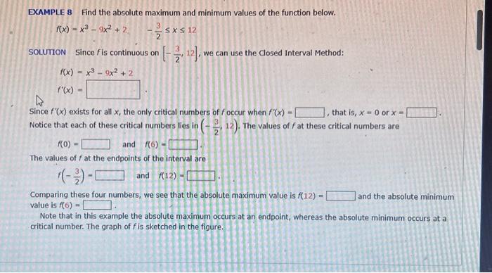 Solved EXAMPLE 8 Find the absolute maximum and minimum | Chegg.com