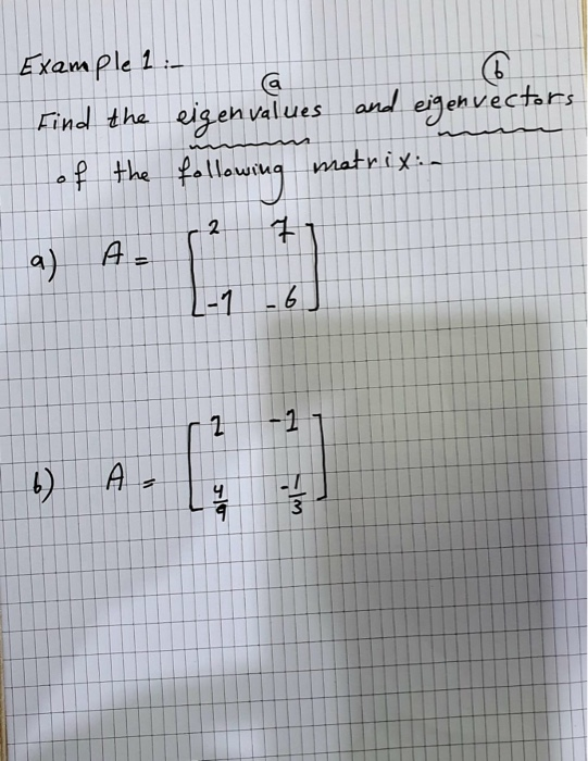 Solved Example 1 : Find the eigen values and matrix. eigen | Chegg.com