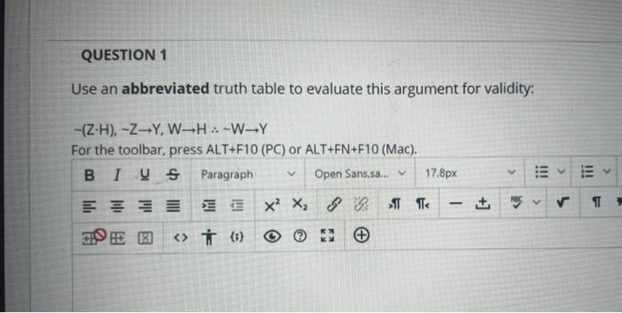 Solved Use an abbreviated truth table to evaluate this | Chegg.com