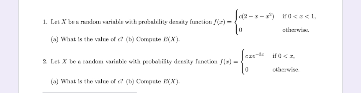 Solved Let x ﻿be a random variable with probability density | Chegg.com
