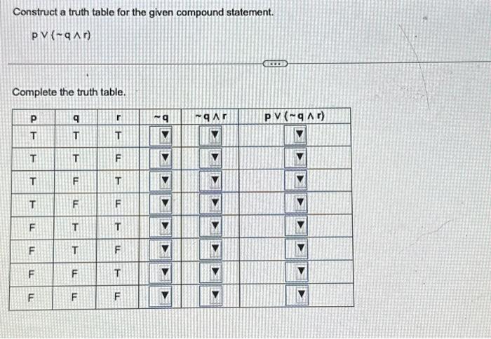Solved Construct a truth table for the given compound | Chegg.com