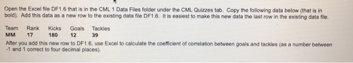 Solved Open the Excel file DF1.6 that is in the CML 1 Data | Chegg.com