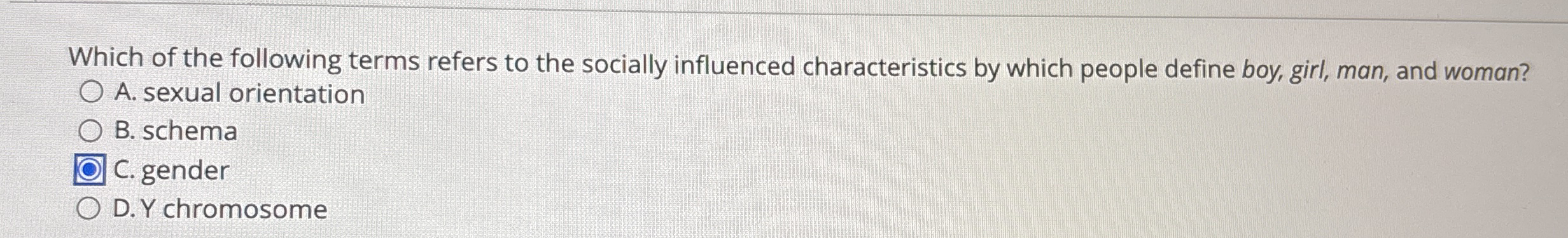 Solved Which of the following terms refers to the socially | Chegg.com