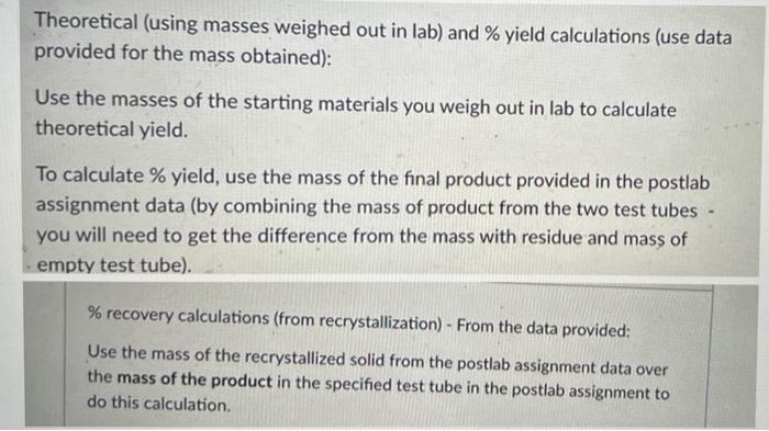 Theoretical (using masses weighed out in lab) and % | Chegg.com