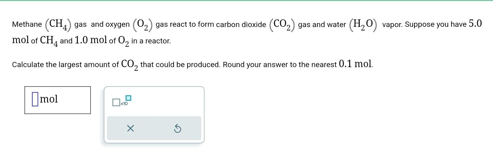 Solved Methane (CH4) gas and oxygen (O2) gas react to form | Chegg.com