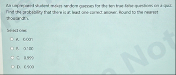 Solved An unprepared student makes random guesses for the | Chegg.com