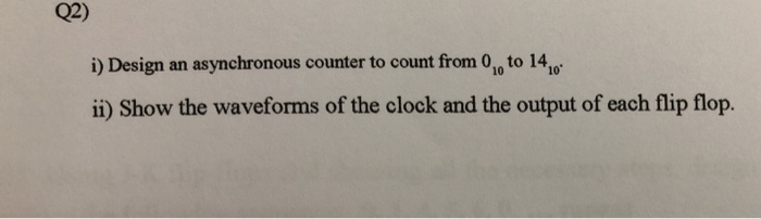 Solved Q2) i) Design an asynchronous counter to count from 0 | Chegg.com