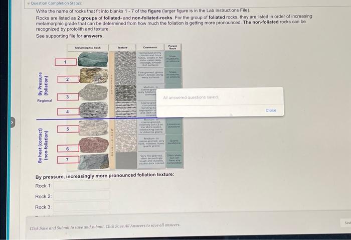 Solved Write the name of rocks that fit into blanks 1−7 of | Chegg.com