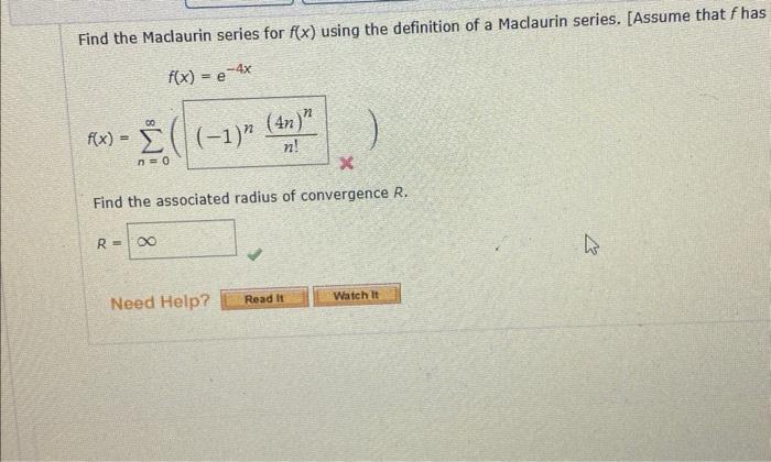 Solved Find the Maclaurin series for f(x) using the | Chegg.com
