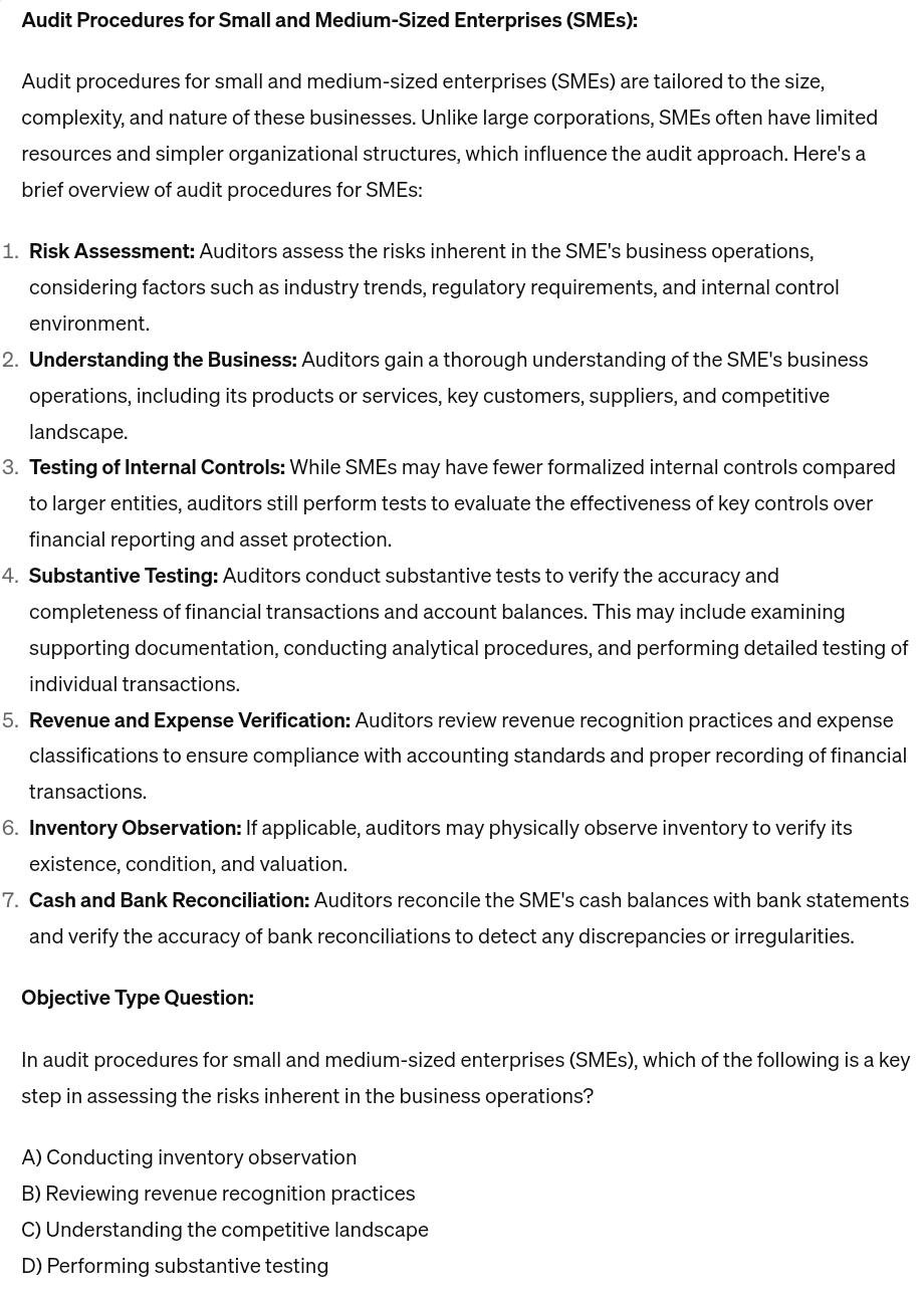 Solved Audit Procedures for Small and Medium-Sized | Chegg.com
