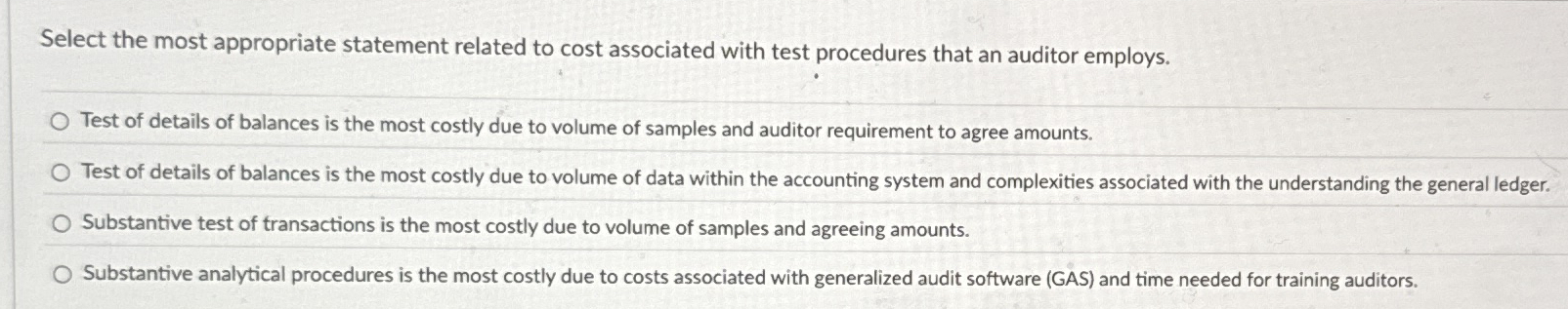 Solved Select the most appropriate statement related to cost | Chegg.com