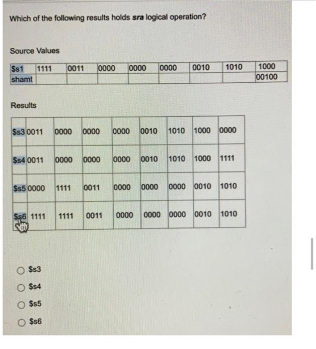 Solved Which of the following results holds sra logical | Chegg.com