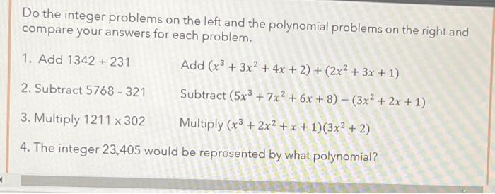 Solved Do the integer problems on the left and the | Chegg.com