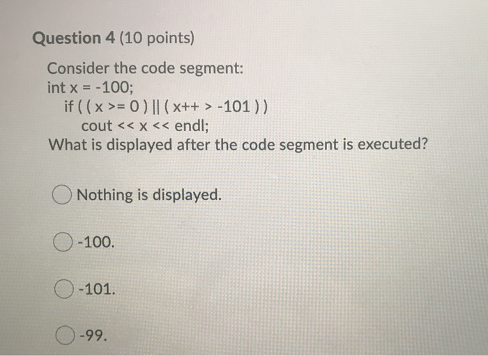 Solved Question 3 (10 points) Consider the code segment | Chegg.com