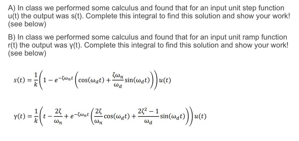 Solved A) ﻿In class we performed some calculus and found | Chegg.com