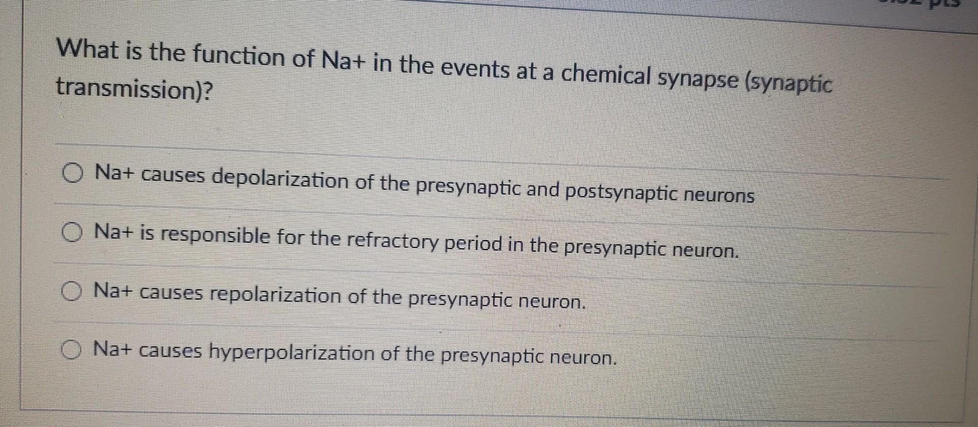 Solved What is the function of Na+ in the events at a | Chegg.com