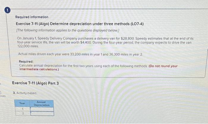 Solved Required information Exercise 7-11 (Algo) Determine | Chegg.com