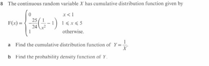 Solved 8 The continuous random variable X has cumulative | Chegg.com