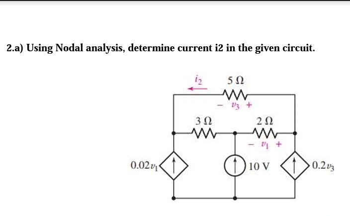 Solved Using Nodal analysis, determine current i2 ﻿in the | Chegg.com