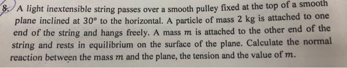 Solved A light inextensible string passes over a smooth | Chegg.com