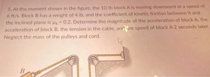 Solved 5. At the moment shown in the figure, the 10-lb block | Chegg.com