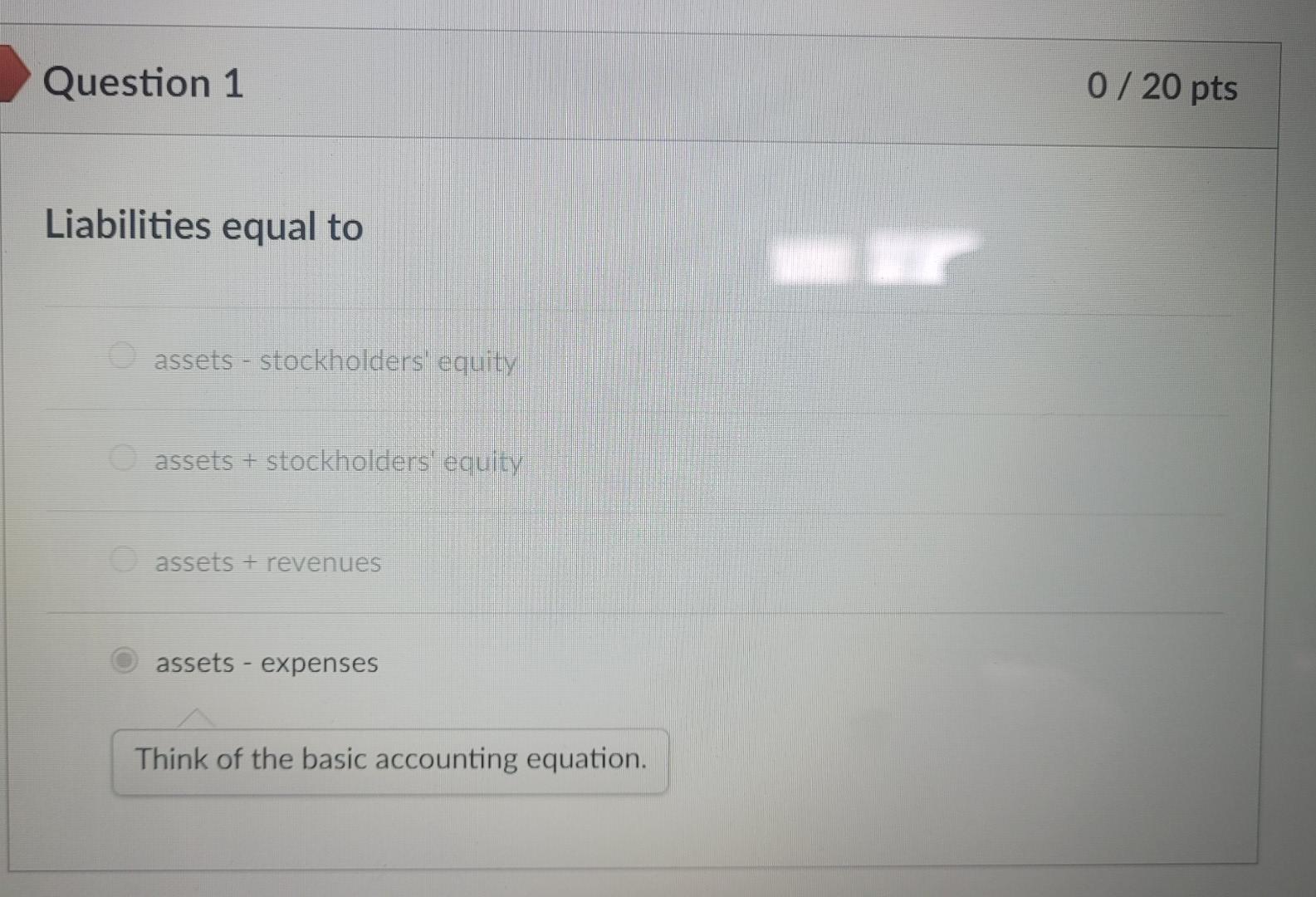 Solved Liabilities equal to assets - stockholders' equity | Chegg.com